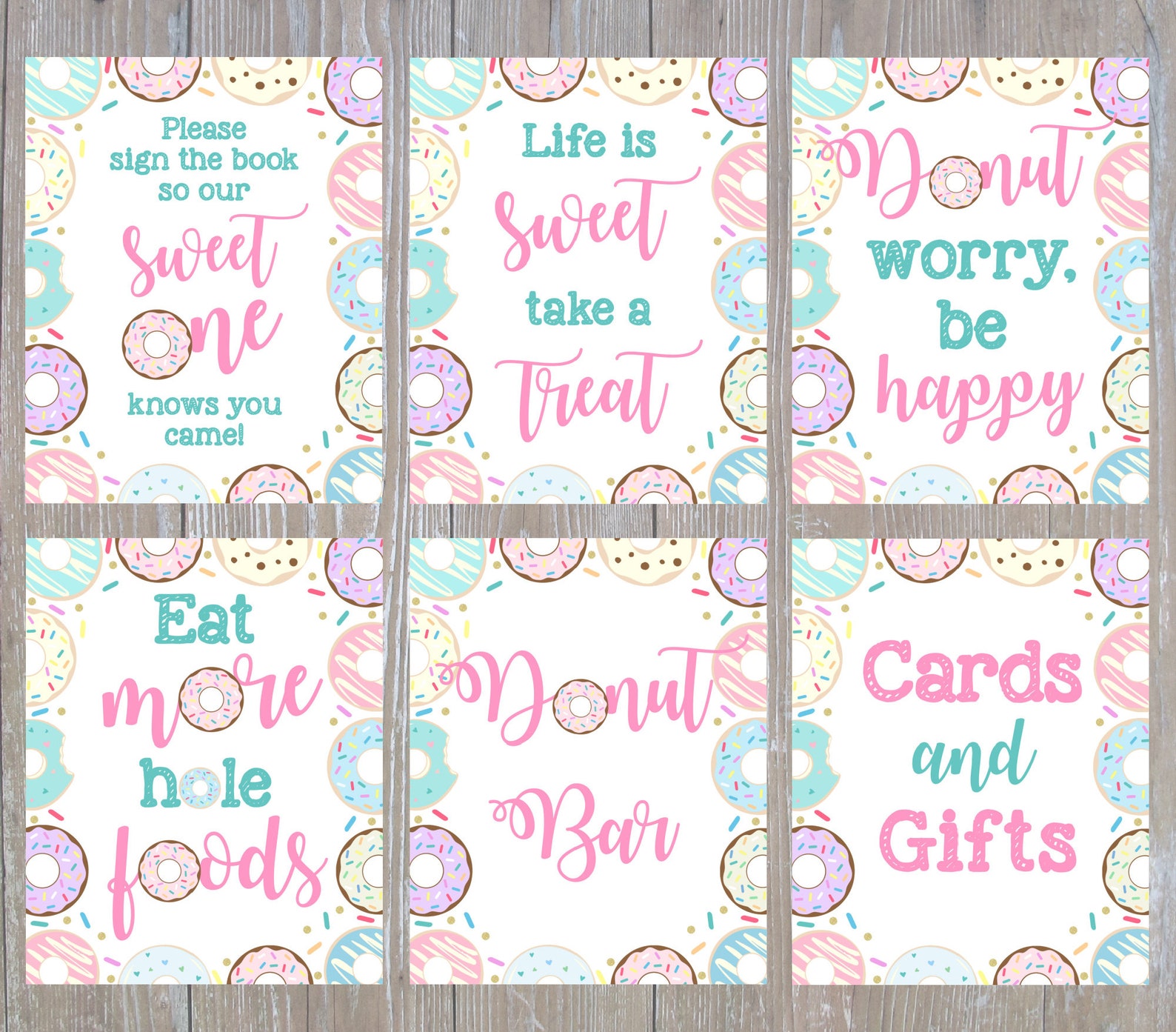 Donut Birthday Party Signs Template, Editable Donut Decor Bundle - Etsy