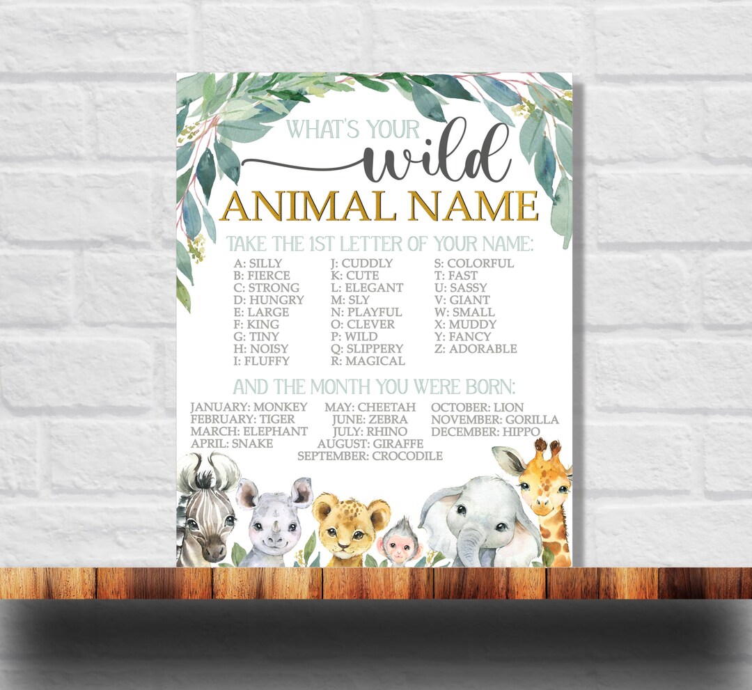 What's Your Wild Animal Name Printable, Wild One Party Sign, Two Wild Party Sign, Safari ...