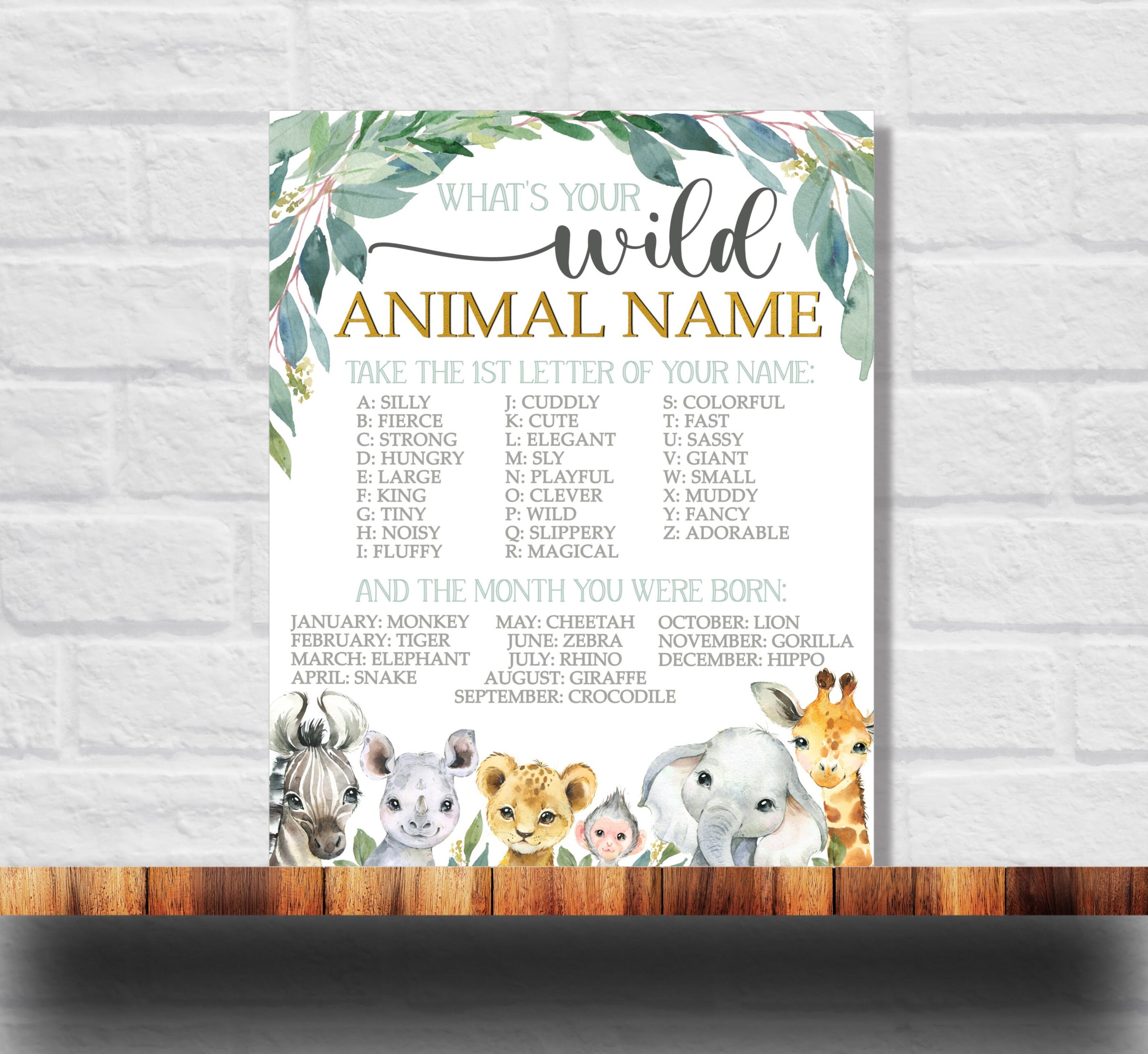 What's Your Wild Animal Name Printable, Wild One Party Sign, Two Wild ...