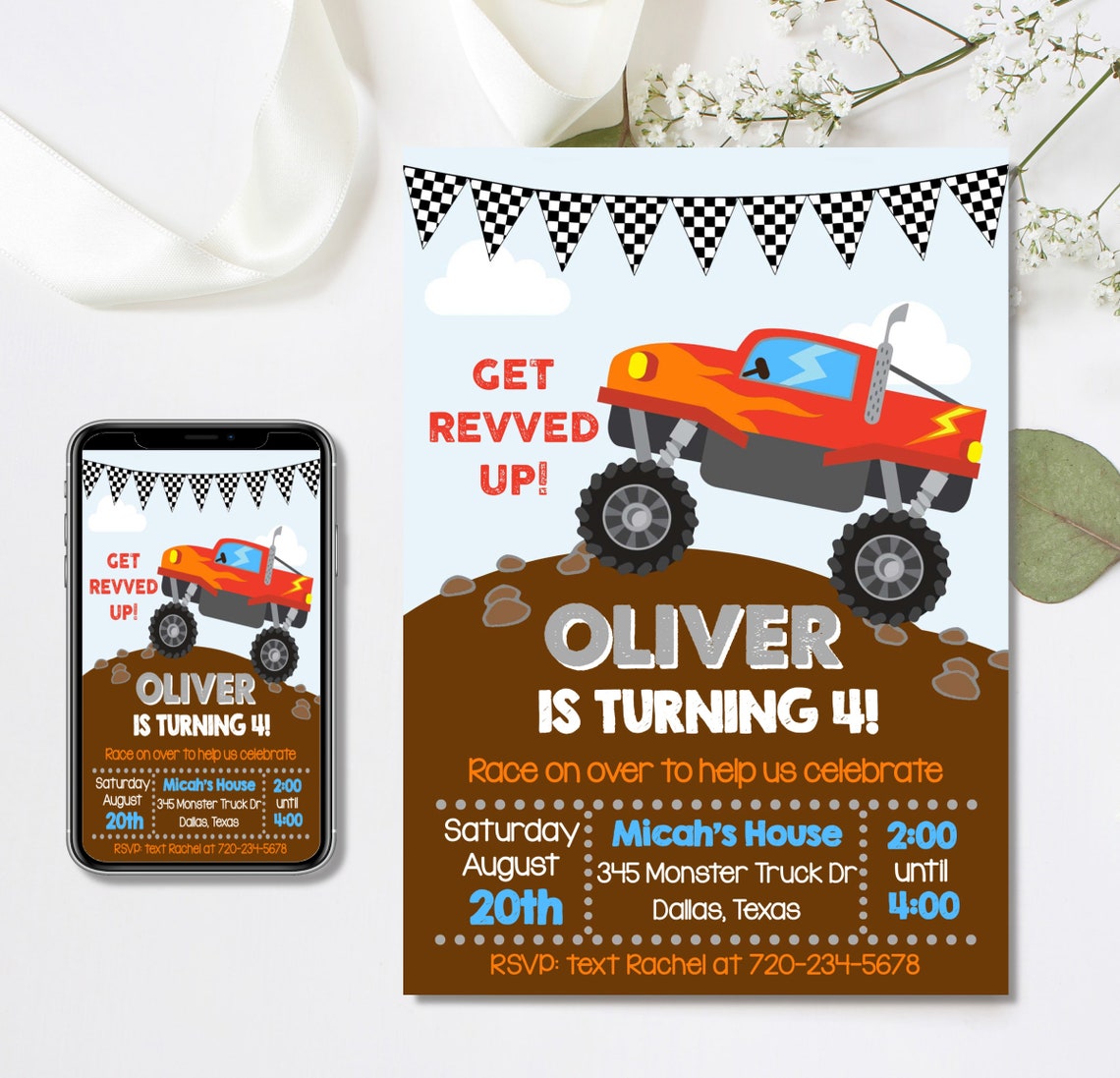 Editable Monster Truck Invitation Monster Truck Birthday | Etsy
