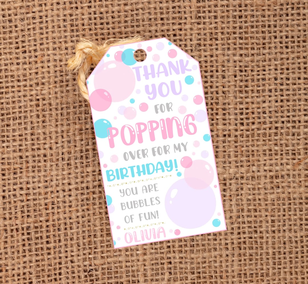 Editable Bubble Tag, Bubble Party Favor Tags, Bubble Birthday Party ...