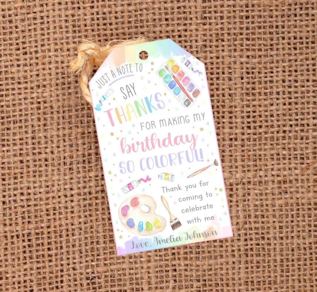 Editable Painting Tag, Let's Paint and Celebrate Tag, Art Favor Tags ...
