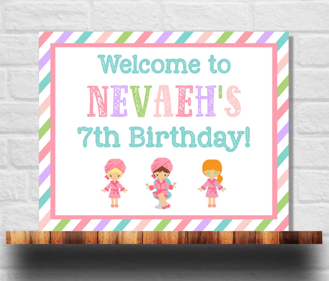 Editable Spa Welcome Sign, Spa Poster, Spa Birthday Sign, 8x10 & 16x20 ...
