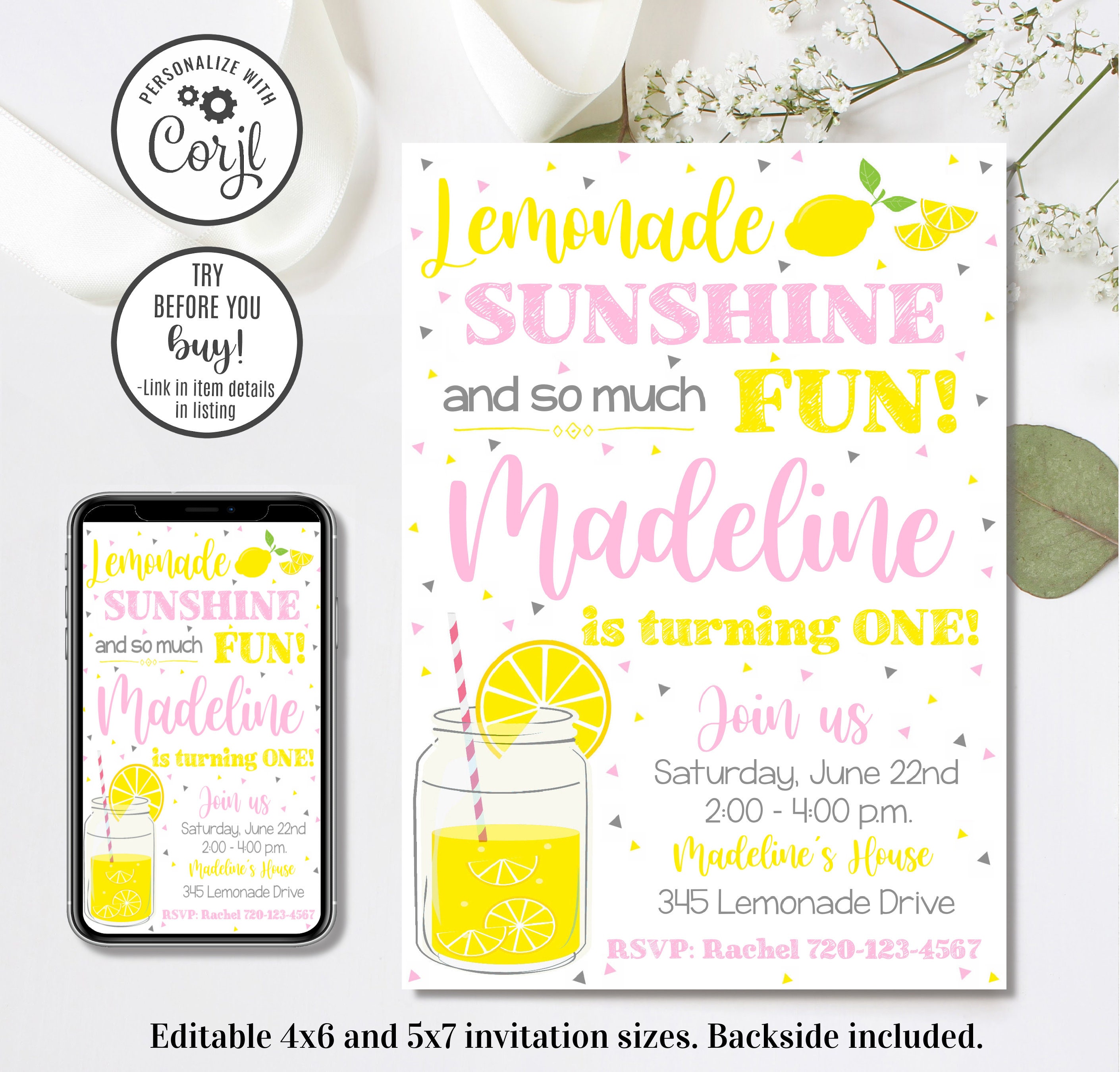 Editable Lemonade Invitation Lemonade Birthday Invitation - Etsy