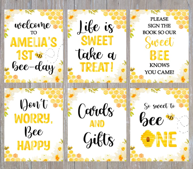 Editable Bee Party Signs Bee Birthday Signs Bee Birthday - Etsy