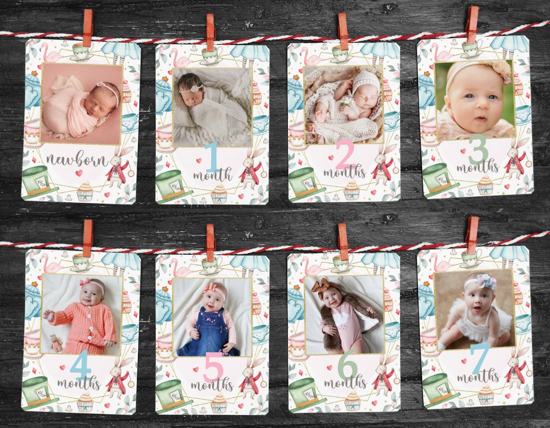 Editable Onederland Monthly Photo Milestone, Alice in Onderland Decor ...