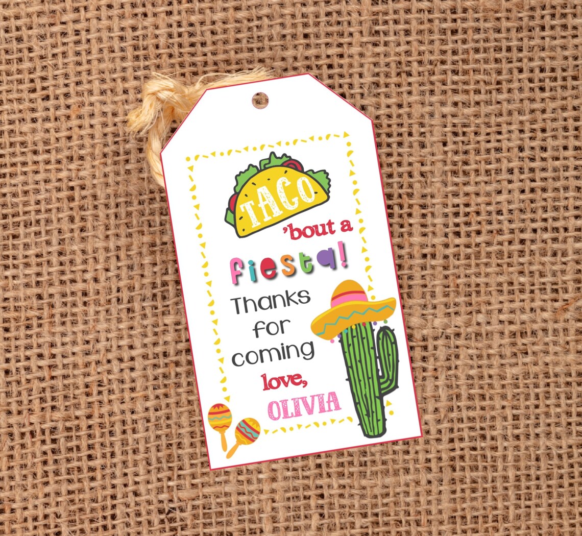 Editable Fiesta Tag Taco Party Favor Tags Fiesta Birthday - Etsy