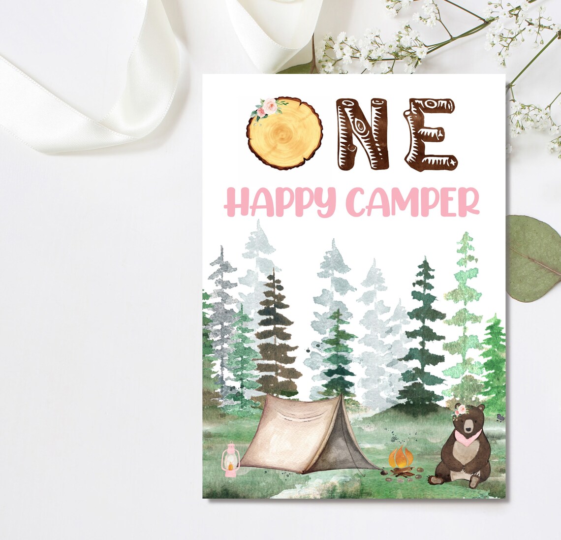 Editable Happy Camper Invitation One Happy Camper Birthday - Etsy