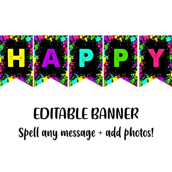 Neon Birthday Banner - Etsy