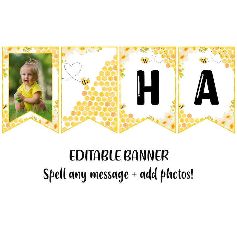 Editable Bee Banner Bee Birthday Banner 1st Bee-day Decor - Etsy