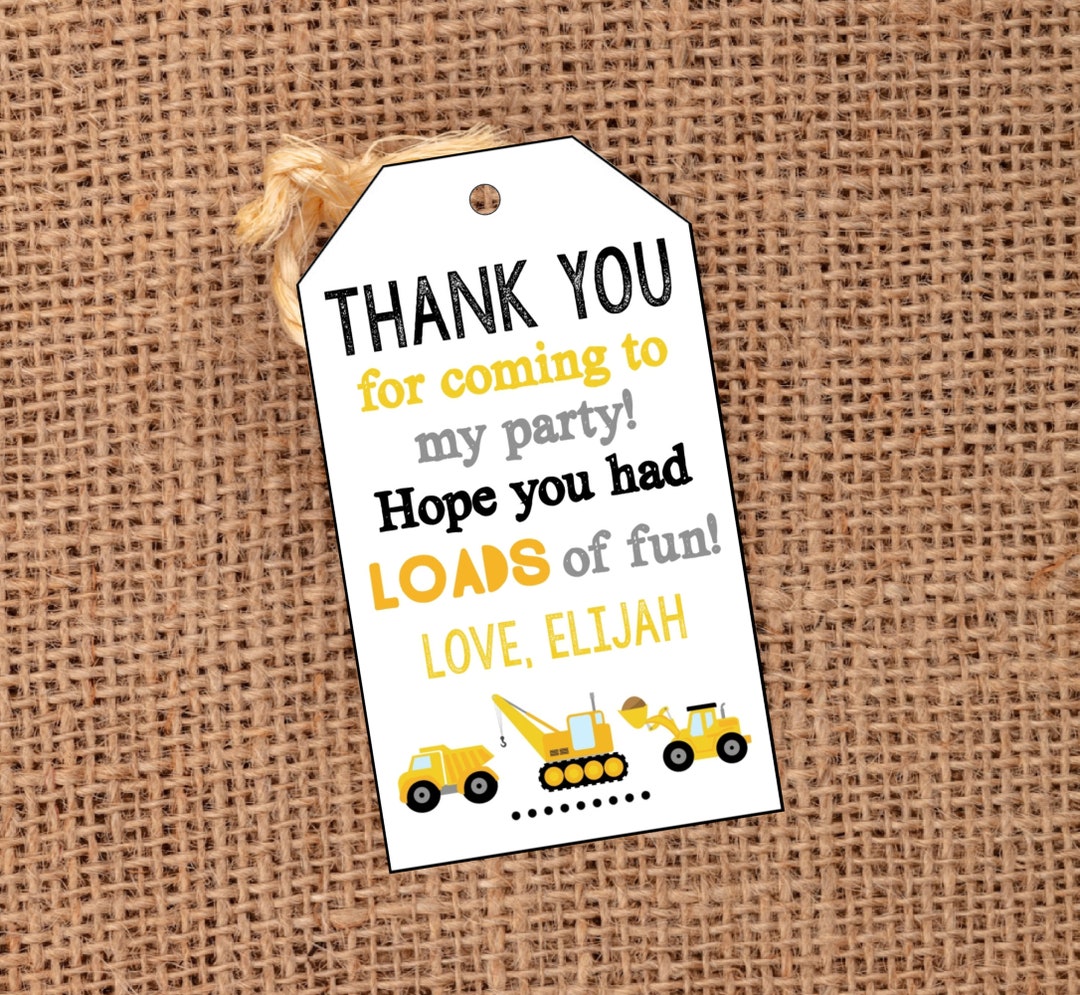 Editable Construction Tag, Construction Party Favor Tags, Construction ...