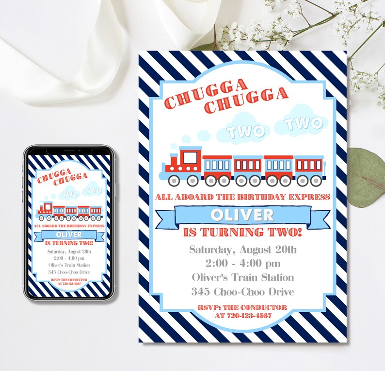 Editable Train Invitation Train Birthday Invitation Template | Etsy