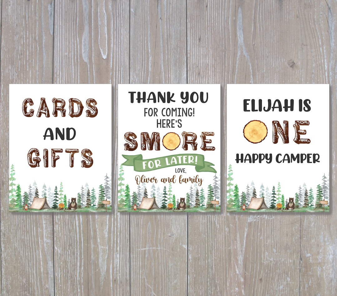 Editable One Happy Camper Birthday Signs, Happy Camper Poster, One ...