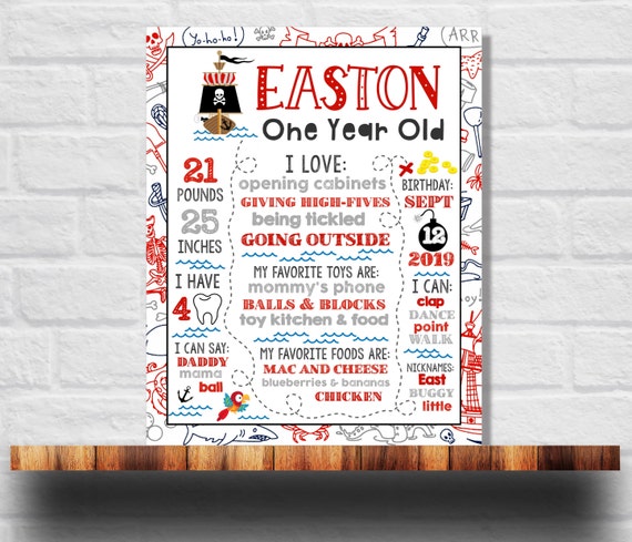 Editable Pirate Milestone Pirate Chalkboard Sign Template - Etsy
