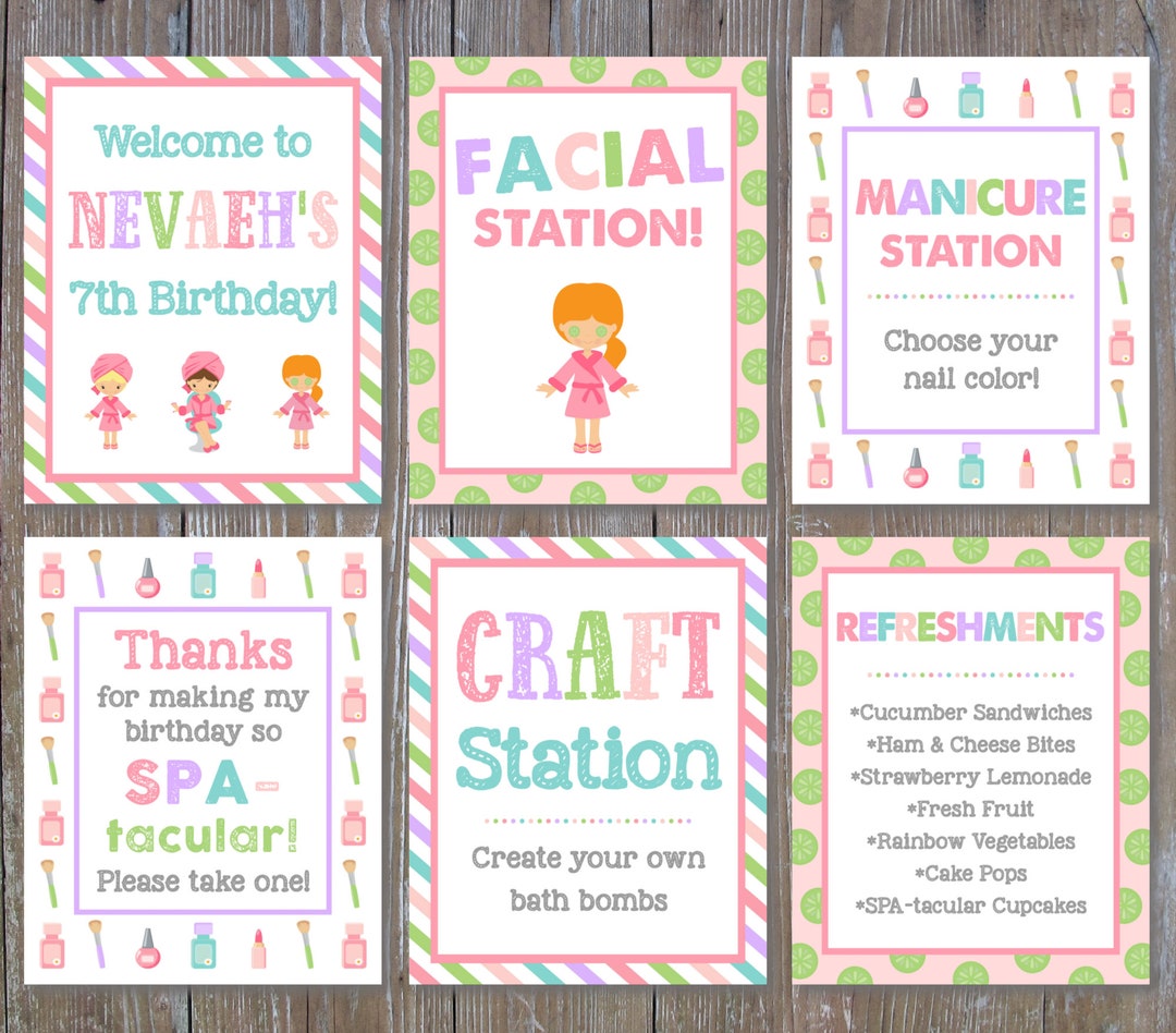 Editable Spa Signs, Spa Birthday Signs, Spa Posters, Spa Party Decor ...