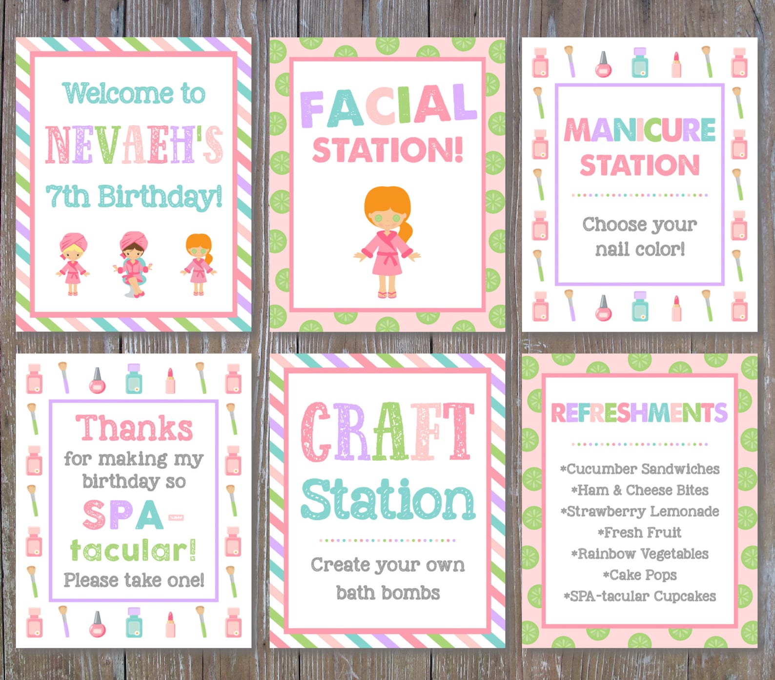 Editable Spa Signs Spa Birthday Signs Spa Posters 8x10 - Etsy