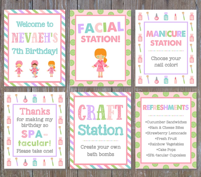Editable Spa Signs Spa Birthday Signs Spa Posters 8x10 - Etsy