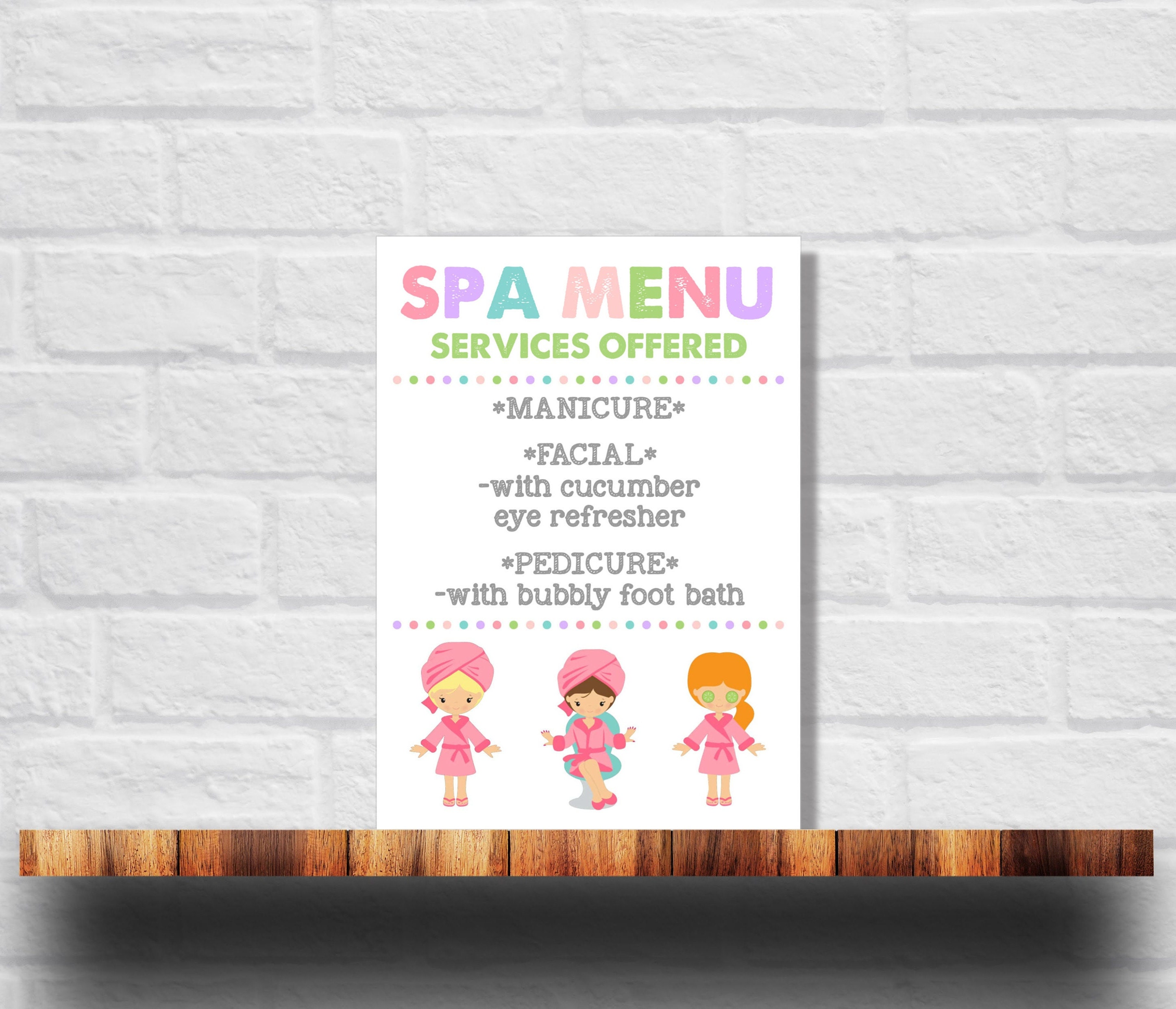 Editable Spa Menu Spa Birthday Sign Template - Etsy Australia