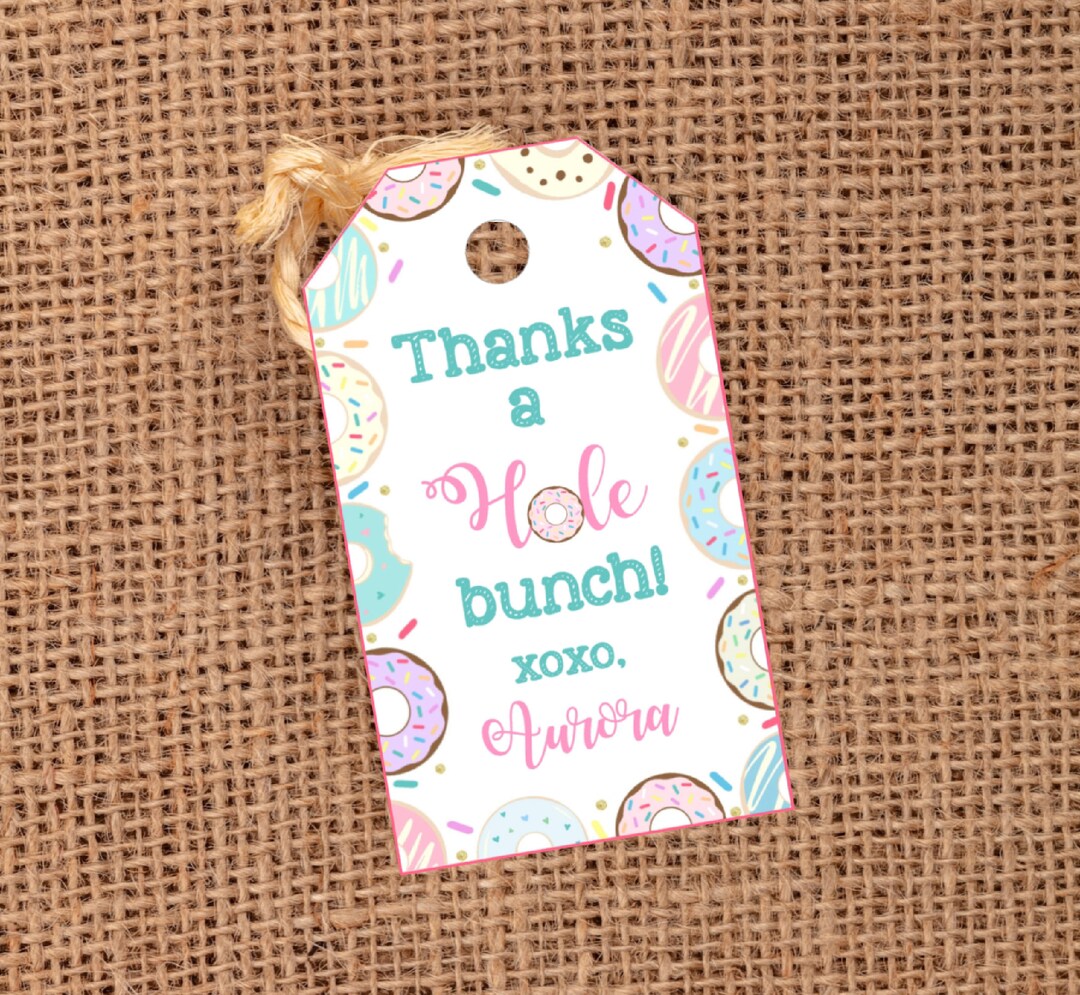 Editable Donut Tag, Donut Party Favor Tags, Donut Birthday Party ...
