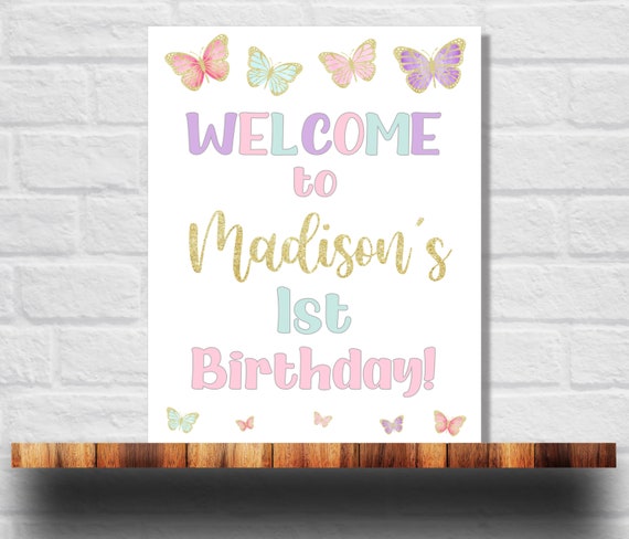 Editable Butterfly Welcome Sign Butterfly Poster Template - Etsy