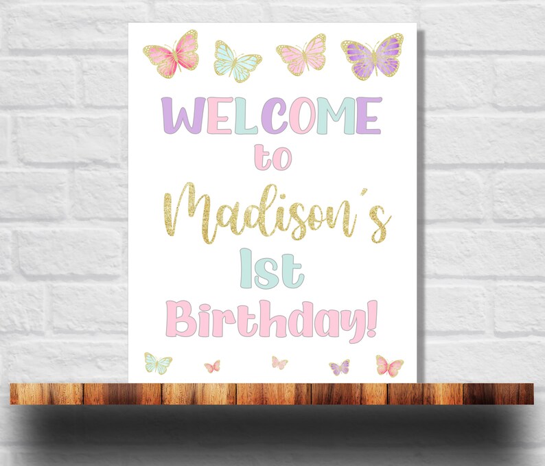 Editable Butterfly Welcome Sign Butterfly Poster Template - Etsy