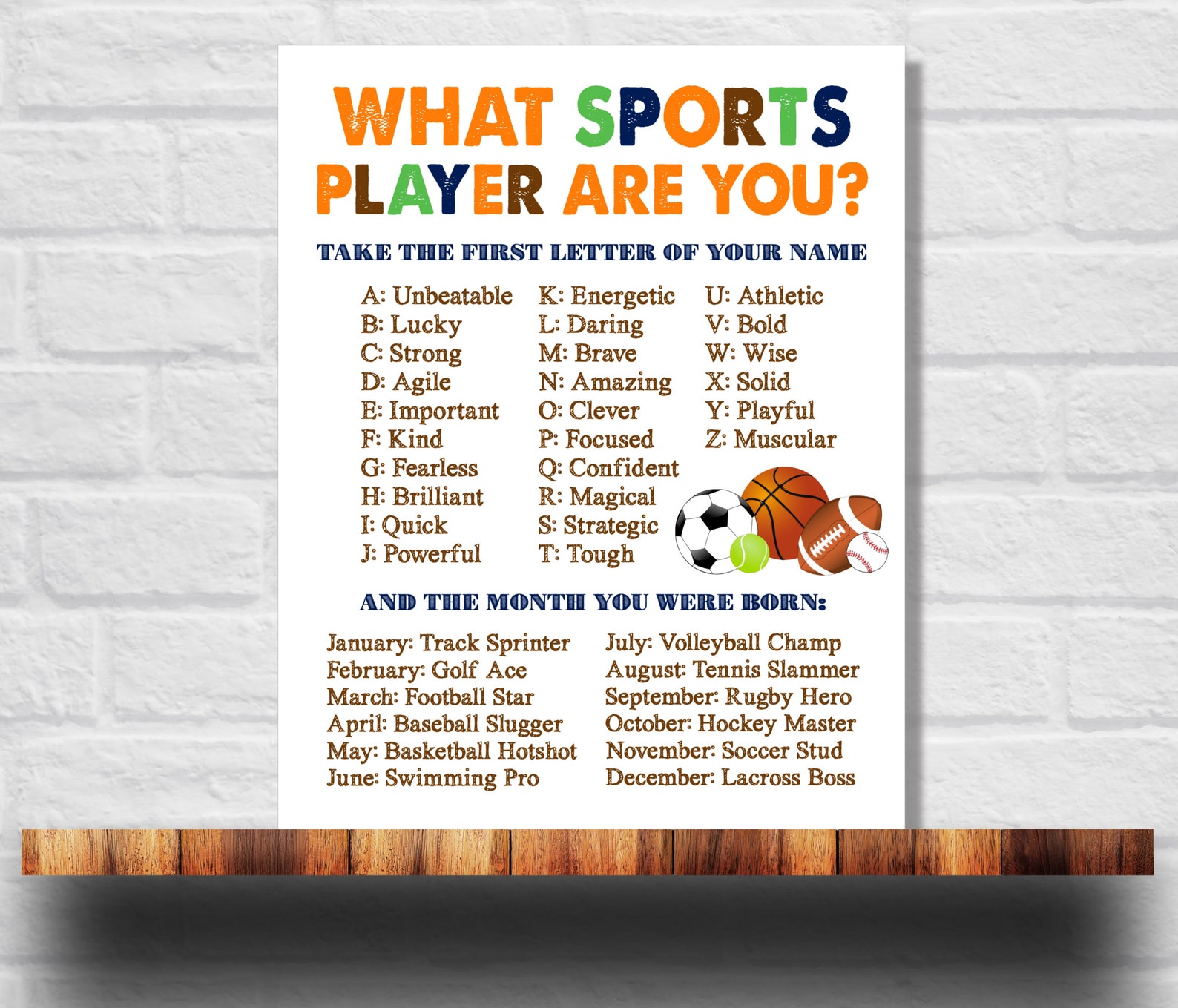 What's Your Sports Name Printable, Sports Name Game Instant Download - Etsy