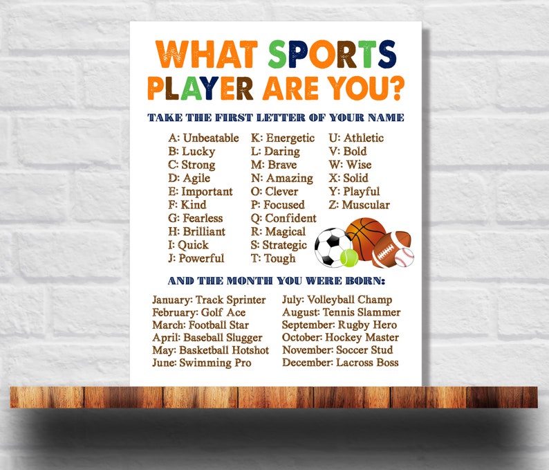 What's Your Sports Name Printable, Sports Name Game Instant Download - Etsy