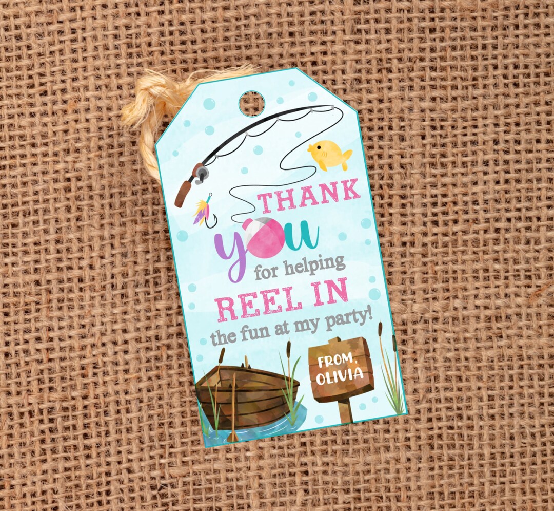 Editable Girl Fishing Tag, Fishing Favor Tags, Girl Fishing Birthday ...