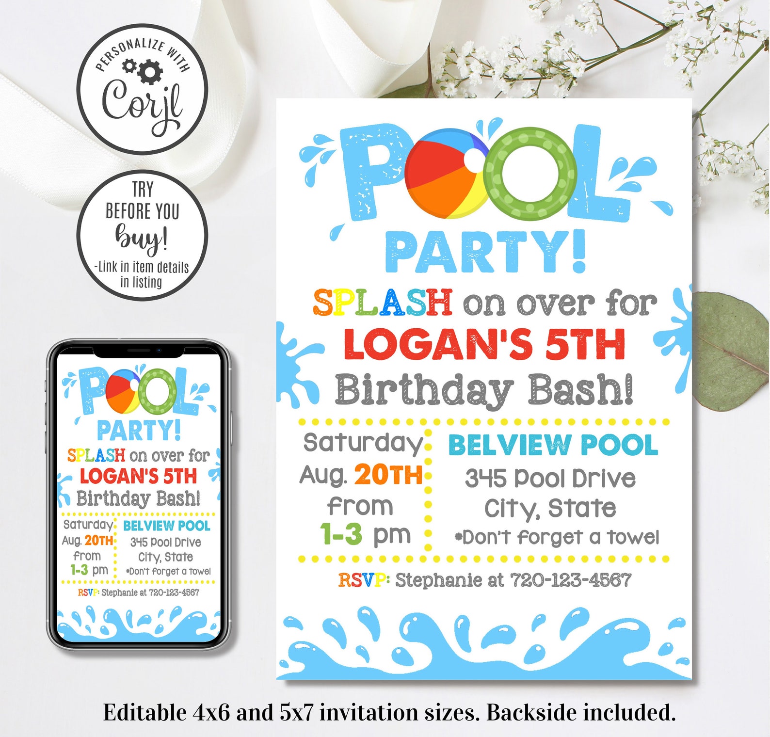 Editable Pool Party Invitation Pool Party Birthday - Etsy