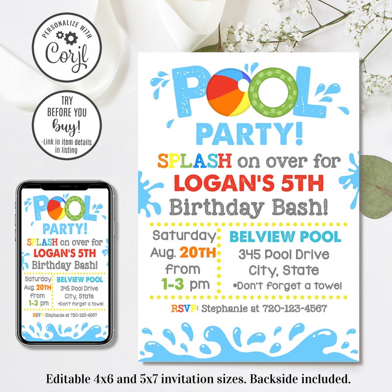 Pool Party Invitation - Etsy