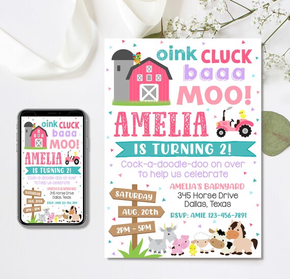 Editable Farm Invitation Farm Birthday Invitation Template | Etsy