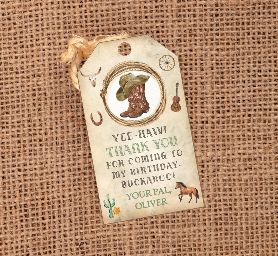Editable Cowboy Tag, Cowboy Favor Tags, Cowboy Birthday Party, Template ...