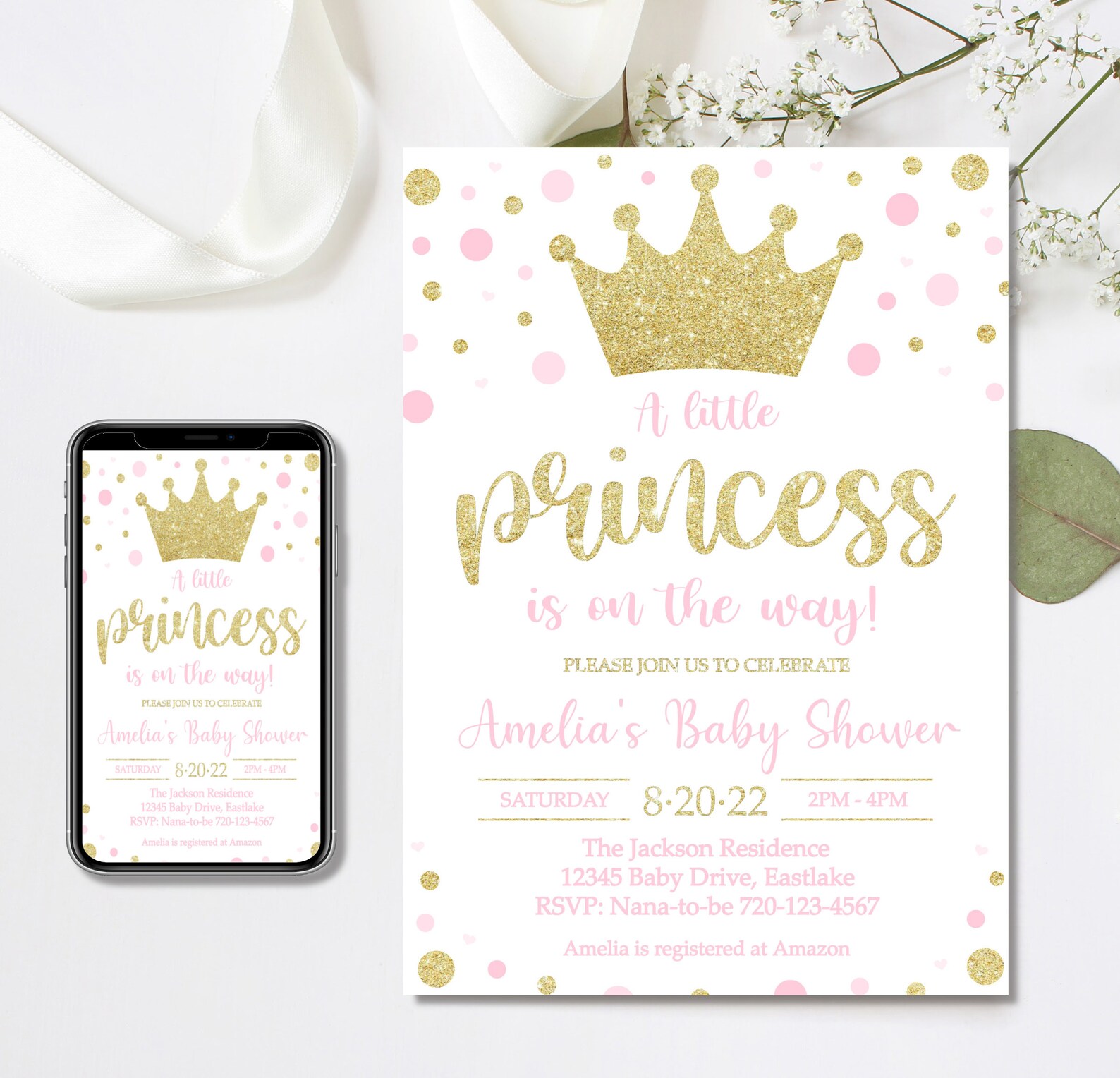 Editable Princess Baby Shower Invitation Girl Baby Shower | Etsy