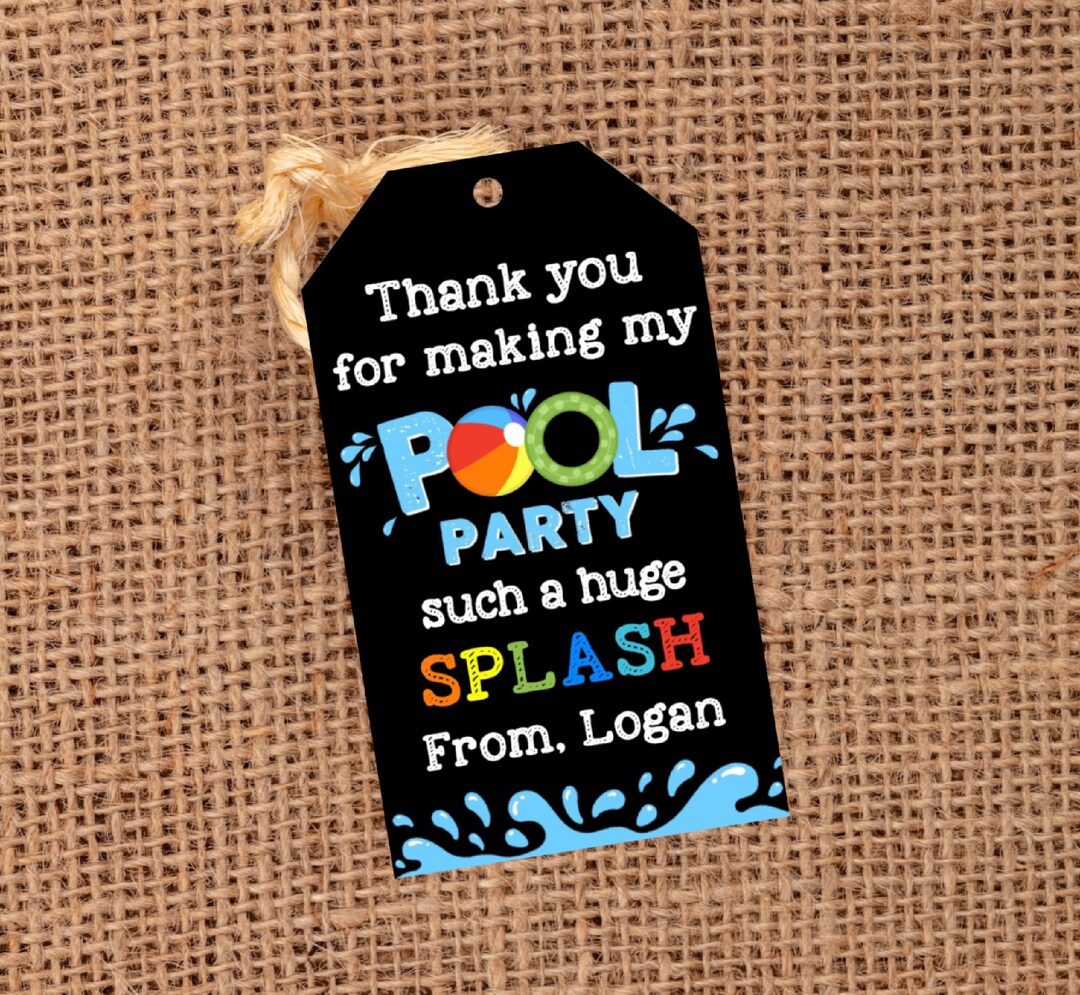 Editable Pool Party Tag, Pool Party Favor Tags, Pool Birthday Party ...