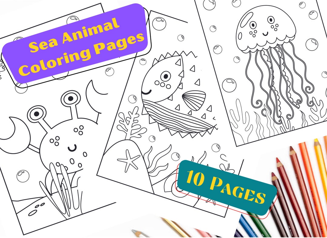 Digital Printable Sea Animal Coloring Pages PDF Ocean Life Coloring ...