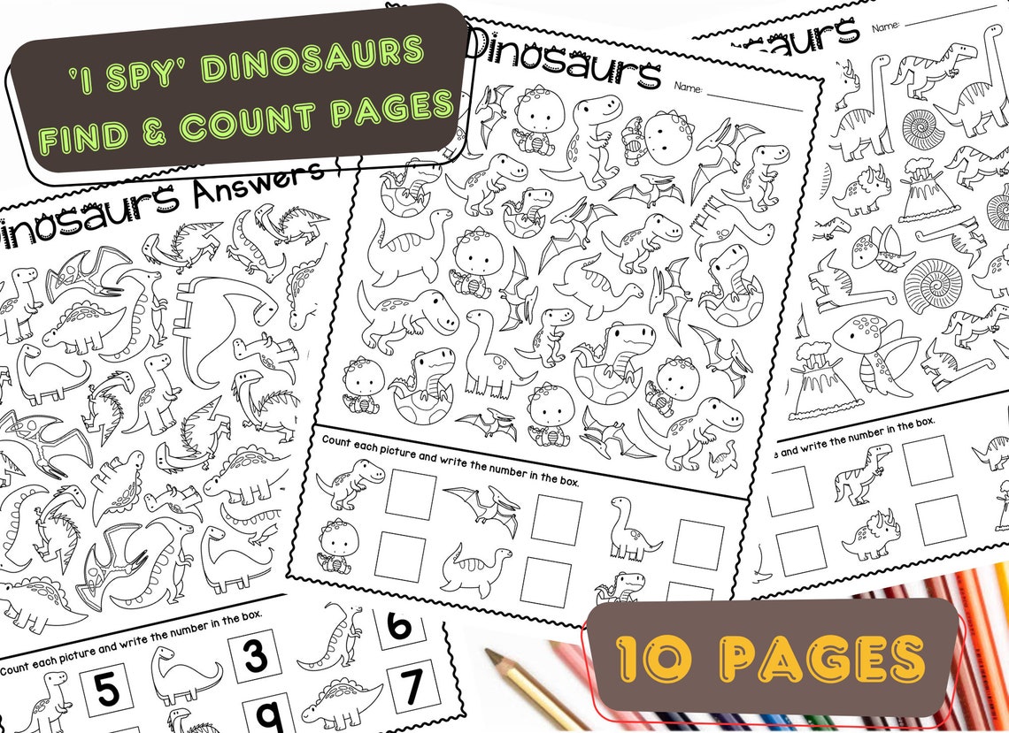 Digital Printable 'I Spy' Dinosaur Find & Count Seiten PDF ...