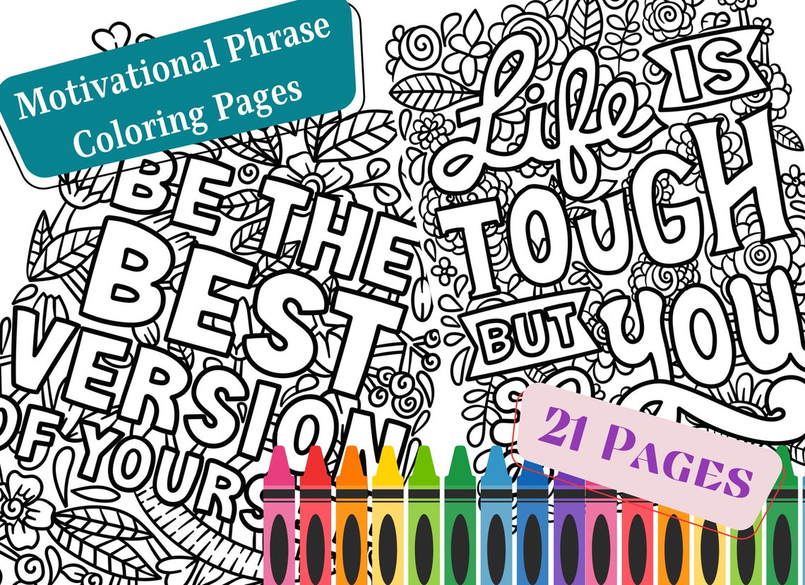 Digital Printable Motivational Inspirational Coloring Pages - Etsy