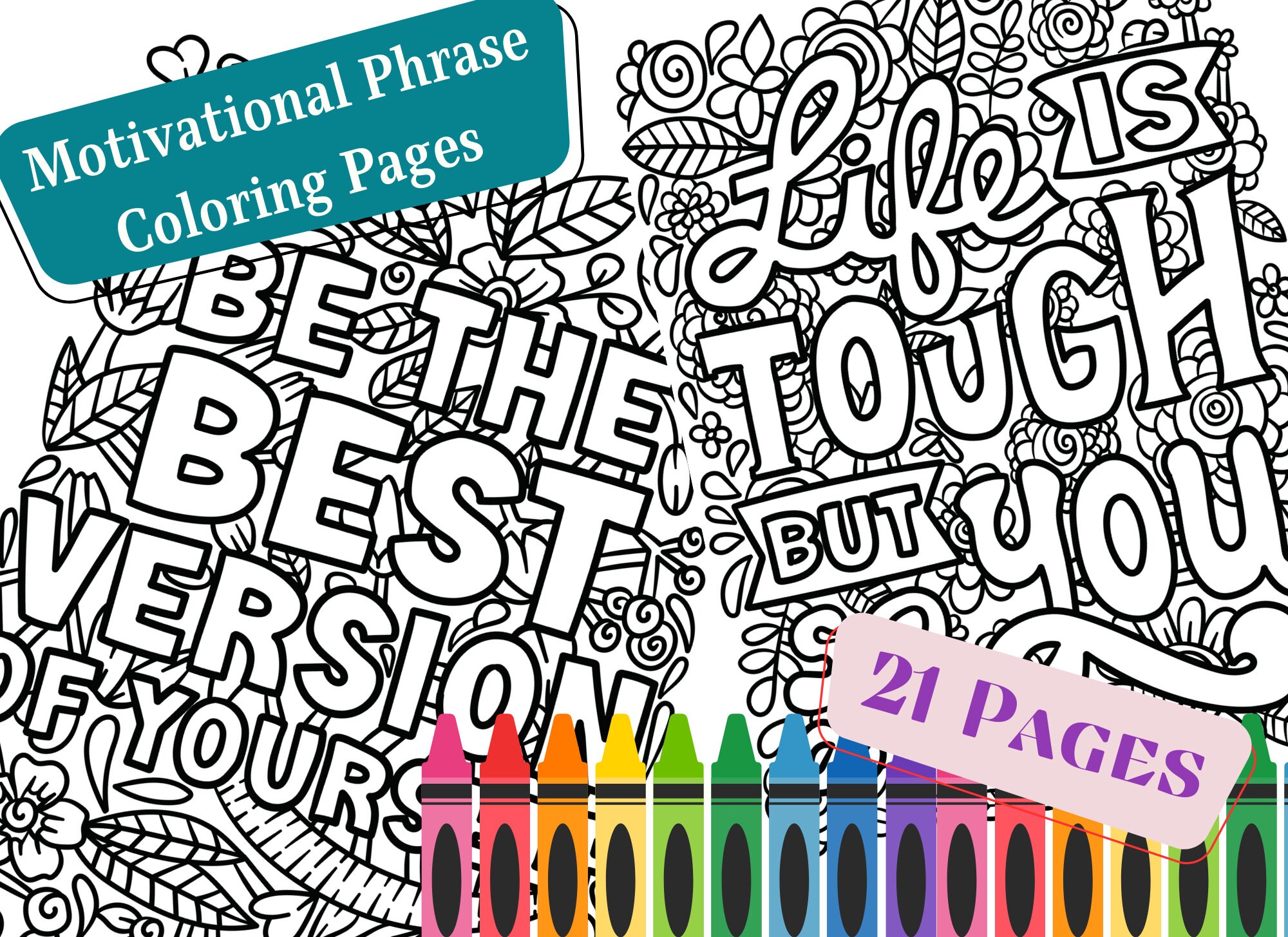 Digital Printable Motivational Inspirational Coloring Pages PDF ...
