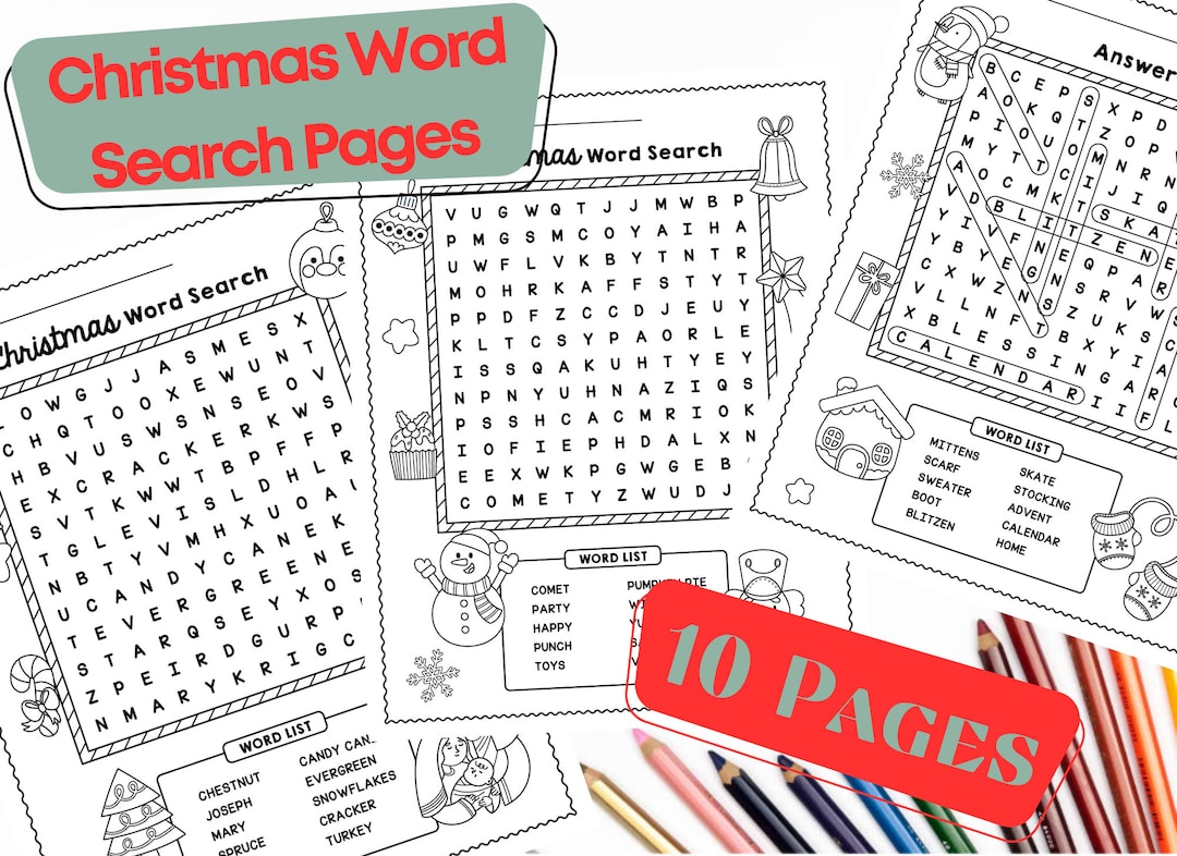 Digital Printable Christmas Word Search Pages PDF Christmas Word Search ...