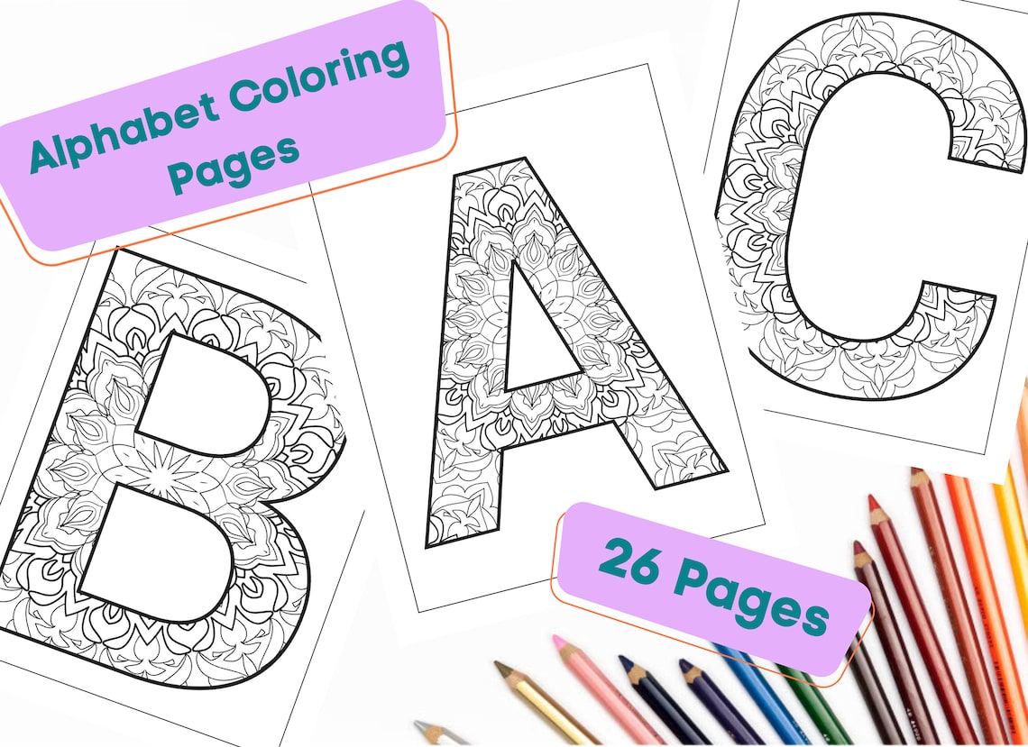Digital Printable Alphabet Coloring Pages PDF | Alphabet | Coloring at ...