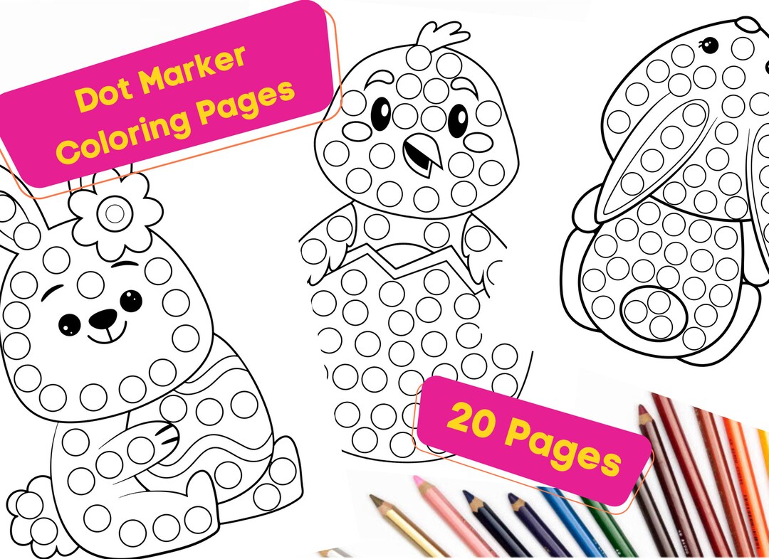 Digital Printable Easter Bunny Dot Marker Coloring Pages PDF | Happy ...