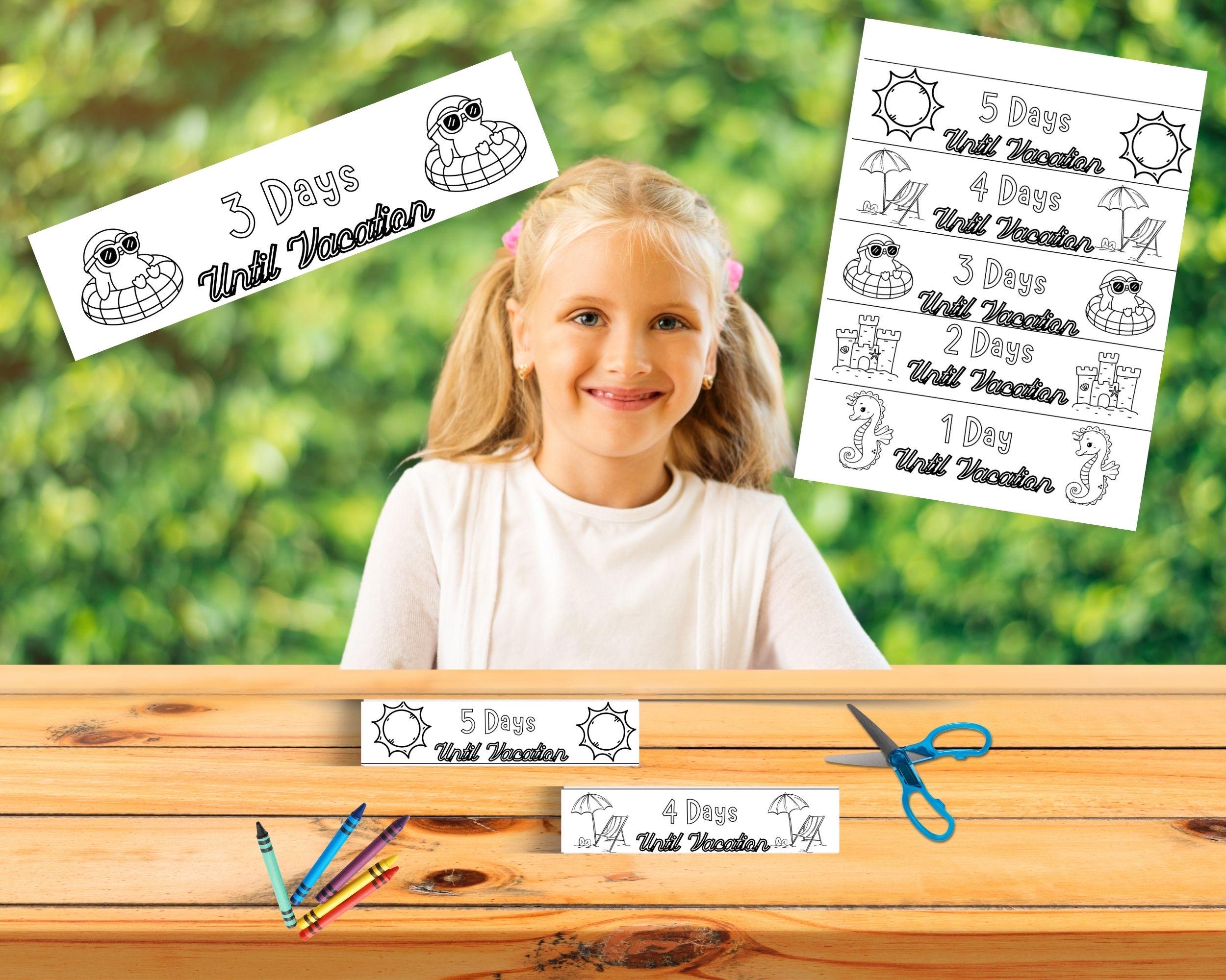 Vacation Countdown, Coloring Paper Chain, Printable Countdown, Summer ...