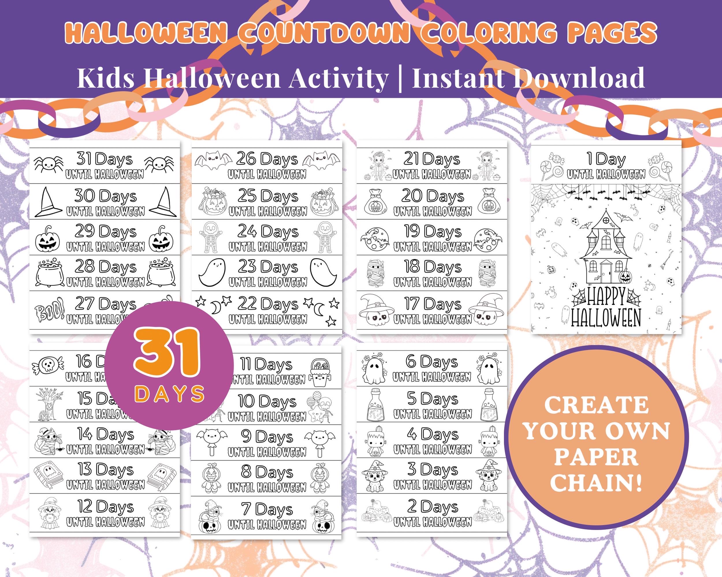Halloween Countdown, Paper Chain, Halloween Coloring Pages, October ...
