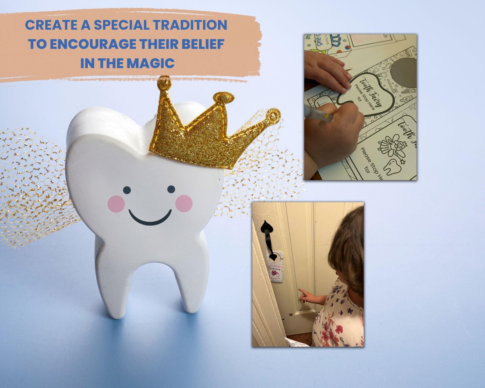 Tooth Fairy Door Hanger, Tooth Fairy Craft, Color Your Own Tooth Fairy ...