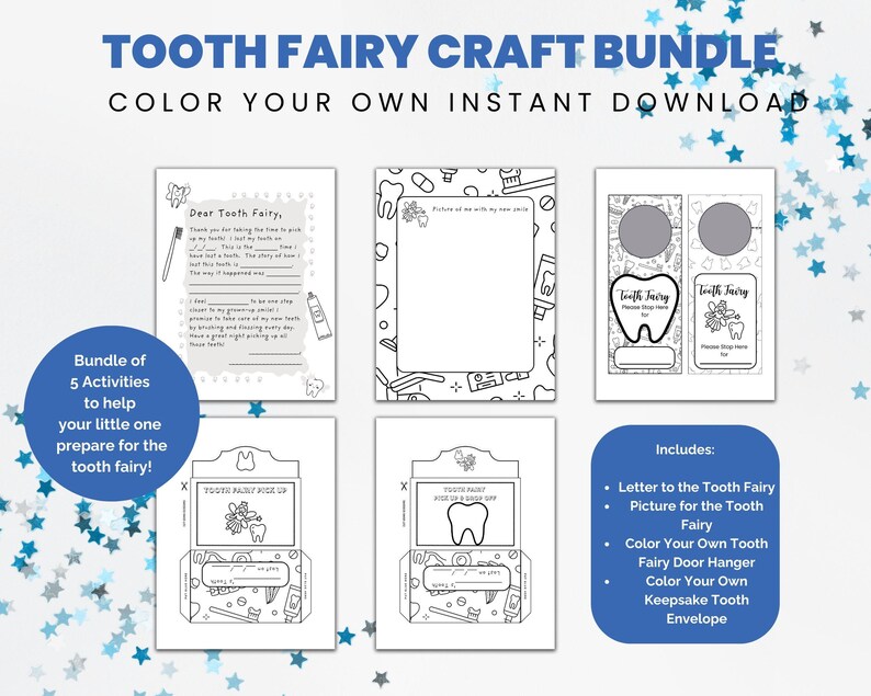 Tooth Fairy Craft, Color Your Own Tooth Fairy Activity, Letter to the ...