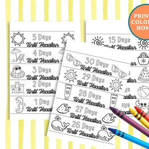 Vacation Countdown, Coloring Paper Chain, Printable Countdown, Summer ...