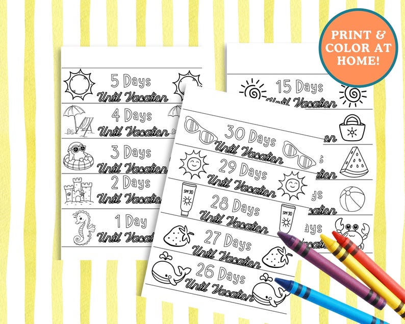 Vacation Countdown, Coloring Paper Chain, Printable Countdown, Summer ...
