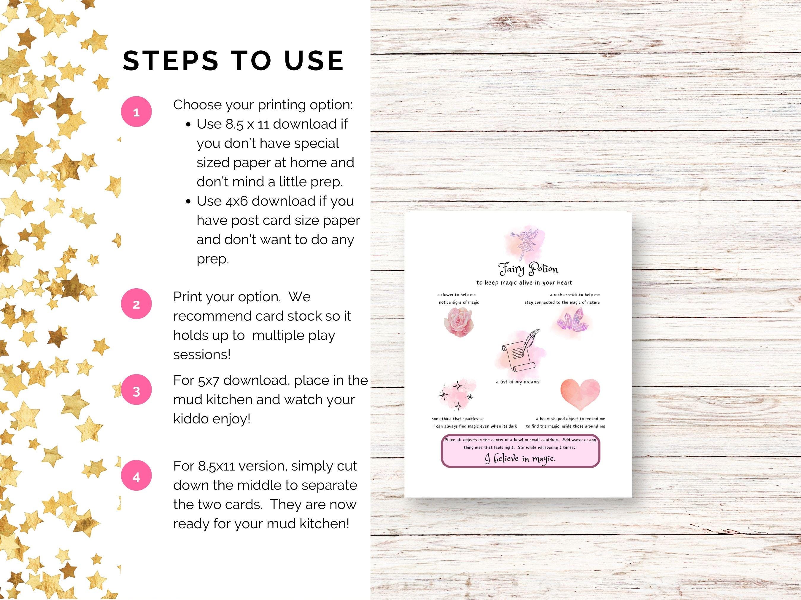 Fairy Potion Cards, Kids Magic Potions, Mud Kitchen Recipe Cards ...