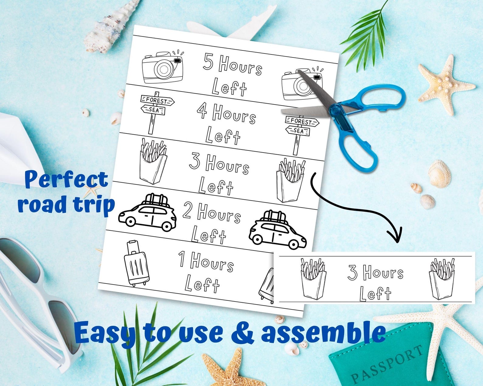 Road Trip Countdown, Coloring Paper Chain, Printable Countdown, Road ...