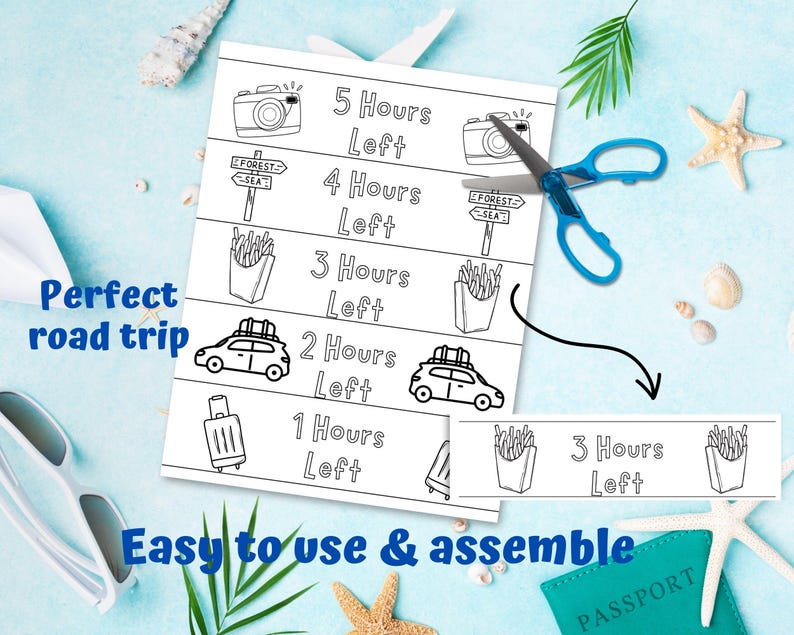 Road Trip Countdown, Coloring Paper Chain, Printable Countdown, Road ...